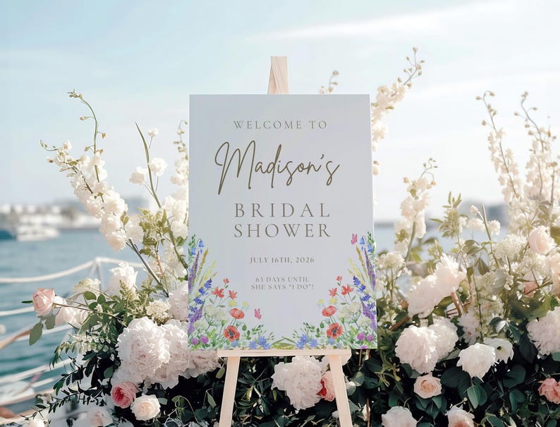 Wildflower Bridal Shower Welcome Sign, Boho Floral Wedding Shower ...