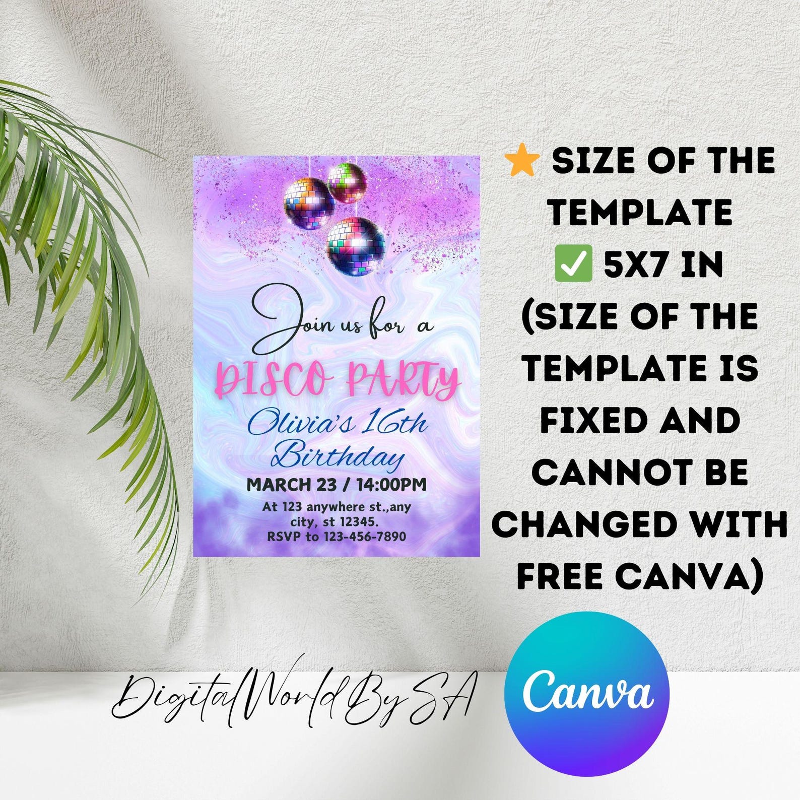 Editable Disco Party Birthday Invitation, Tie Dye Disco Gender Neutral ...