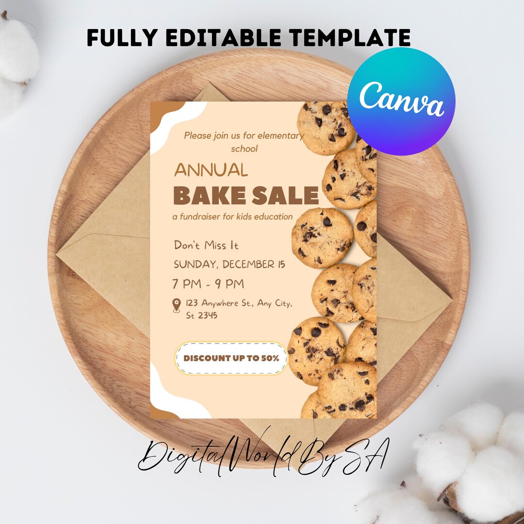 Bake Sale Invitation, Christmas Cookies and Winter Charity Event ...