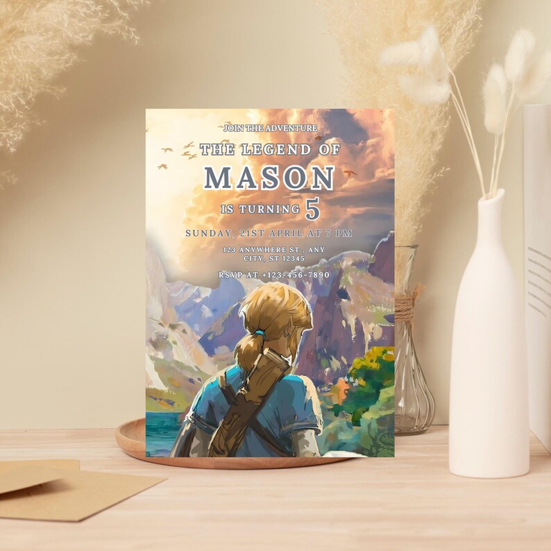 Editable the Legend of Zelda Birthday Invitation, Canva Template, Zelda ...