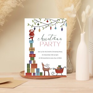 Christmas Party Invitation, Editable Christmas Santa Claus Hat ...