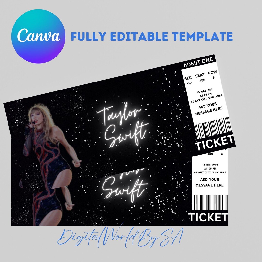 Editable Concert Ticket Template, Custom Concert Ticket Gift, DIY Event ...