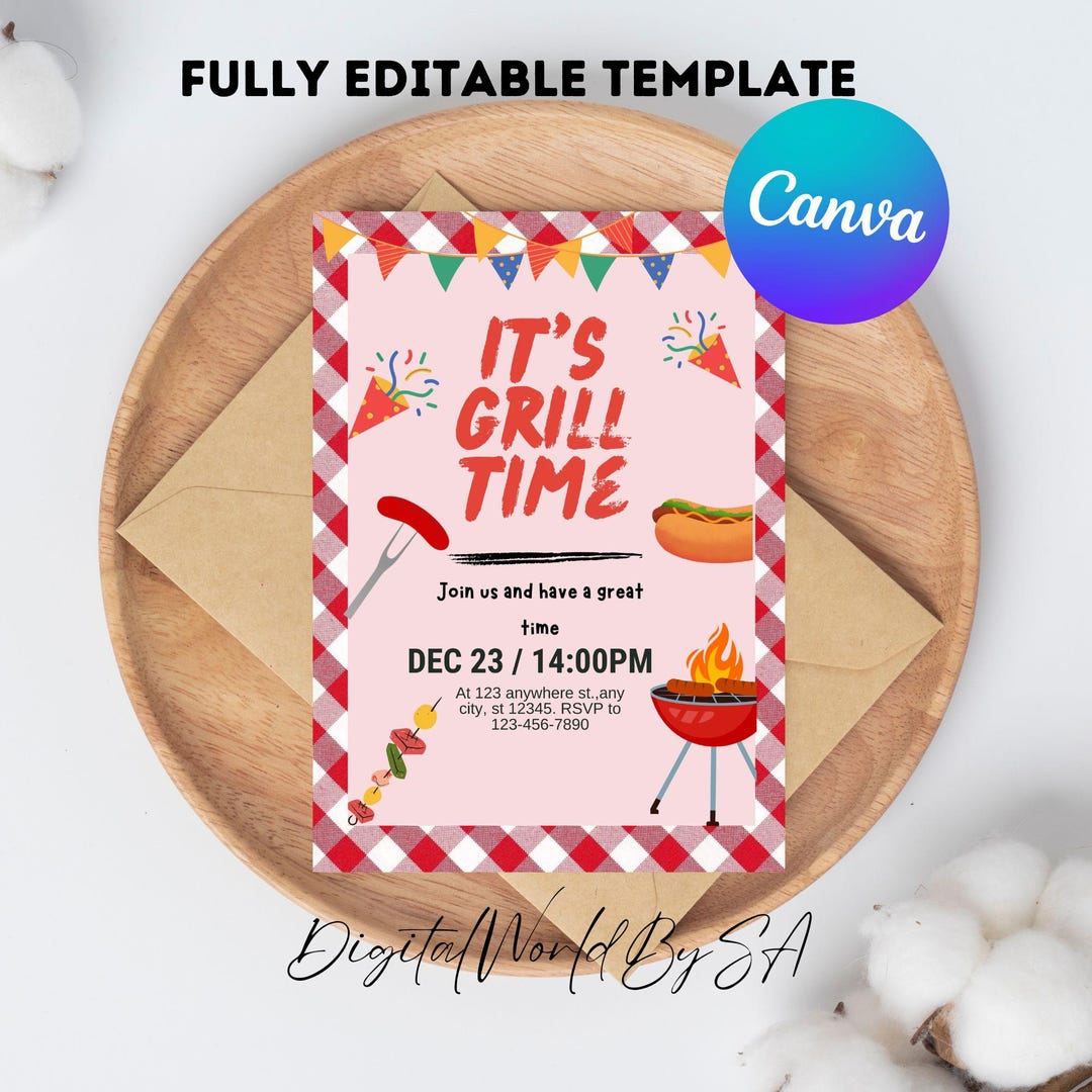 Let's Grill and Chill Text Invitation, Backyard Bbq Invitation ...