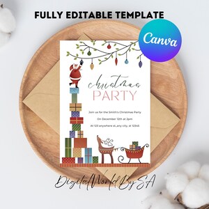 Christmas Party Invitation, Editable Christmas Santa Claus Hat ...