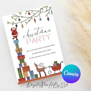 Christmas Party Invitation, Editable Christmas Santa Claus Hat ...