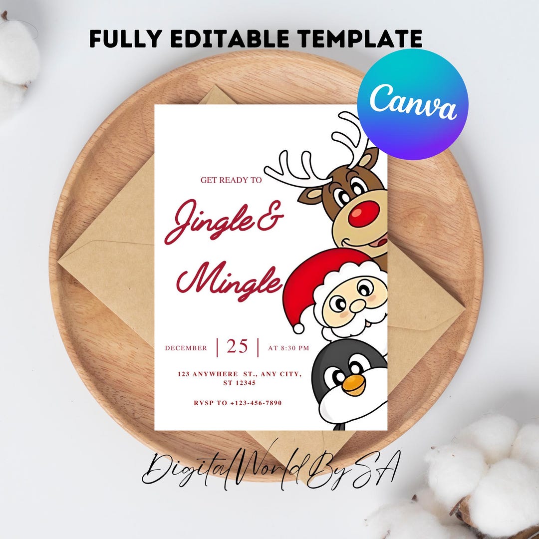 EDITABLE Jingle and Mingle Christmas Party Invitation Jingle and Mingle ...