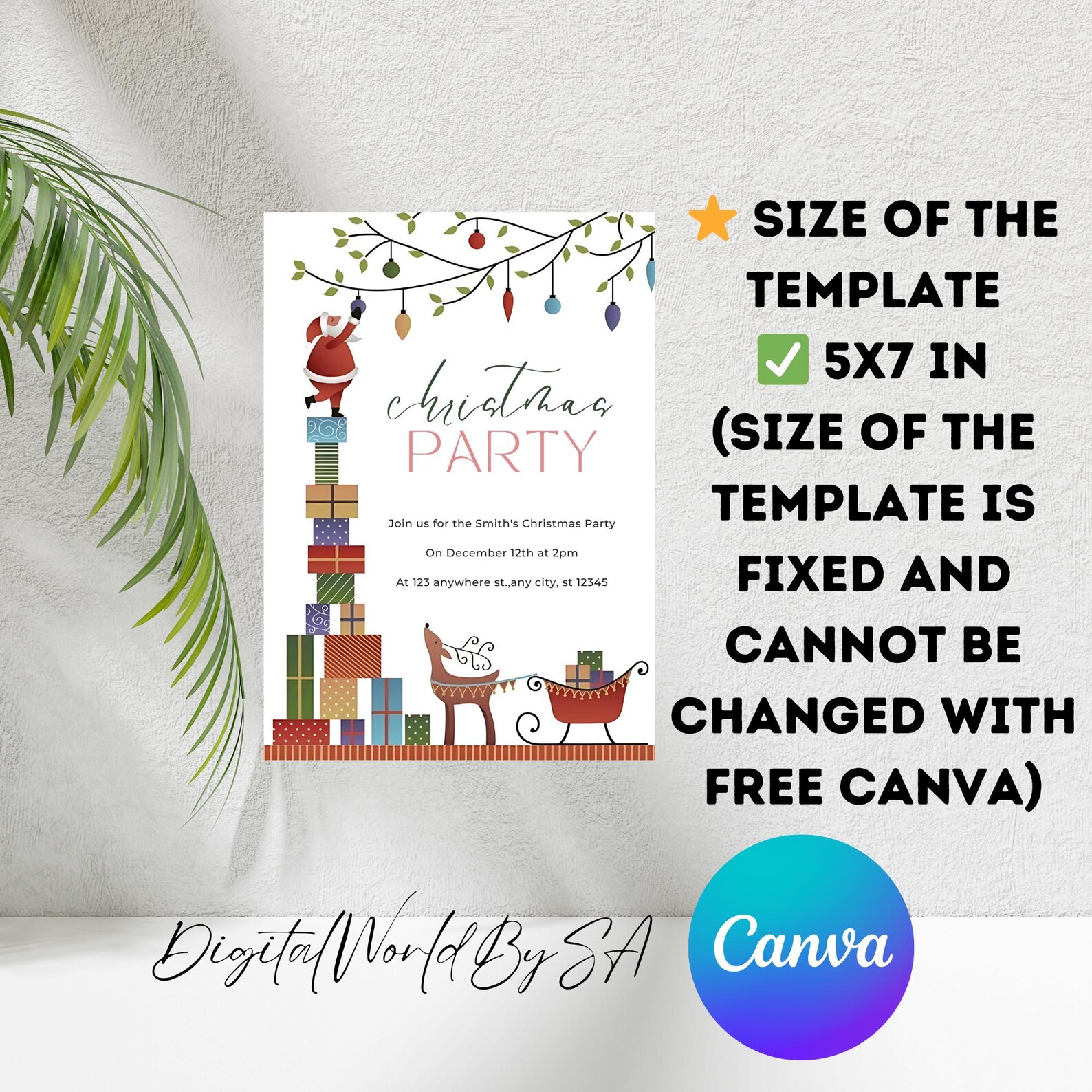 Christmas Party Invitation, Editable Christmas Santa Claus Hat ...