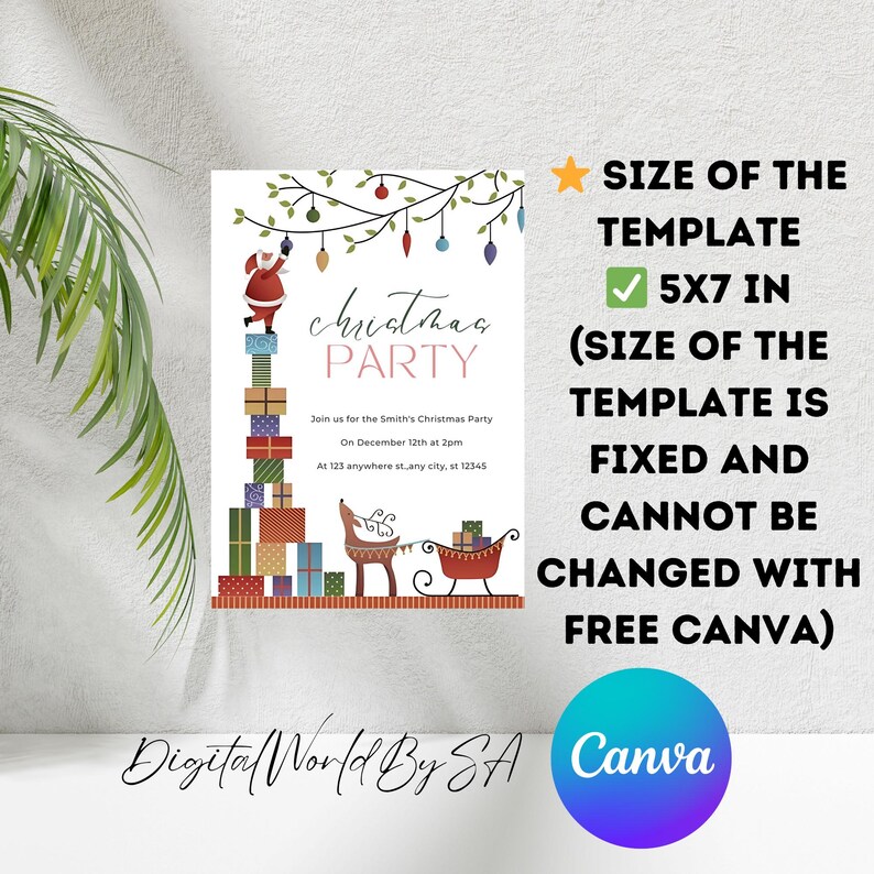 Christmas Party Invitation, Editable Christmas Santa Claus Hat ...
