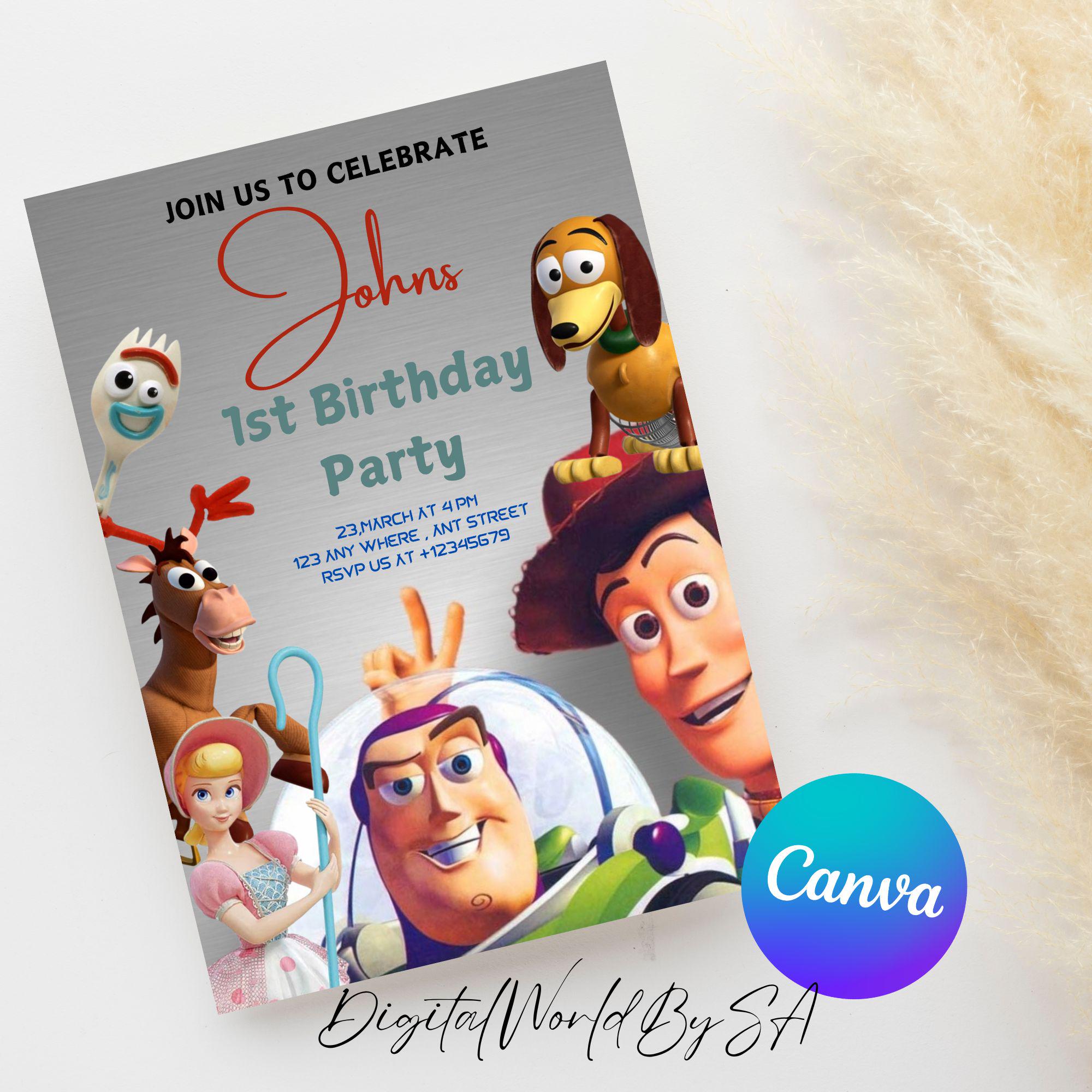 Toy Story Digital Invitation, Toy Story Birthday Party, Kids Digital ...
