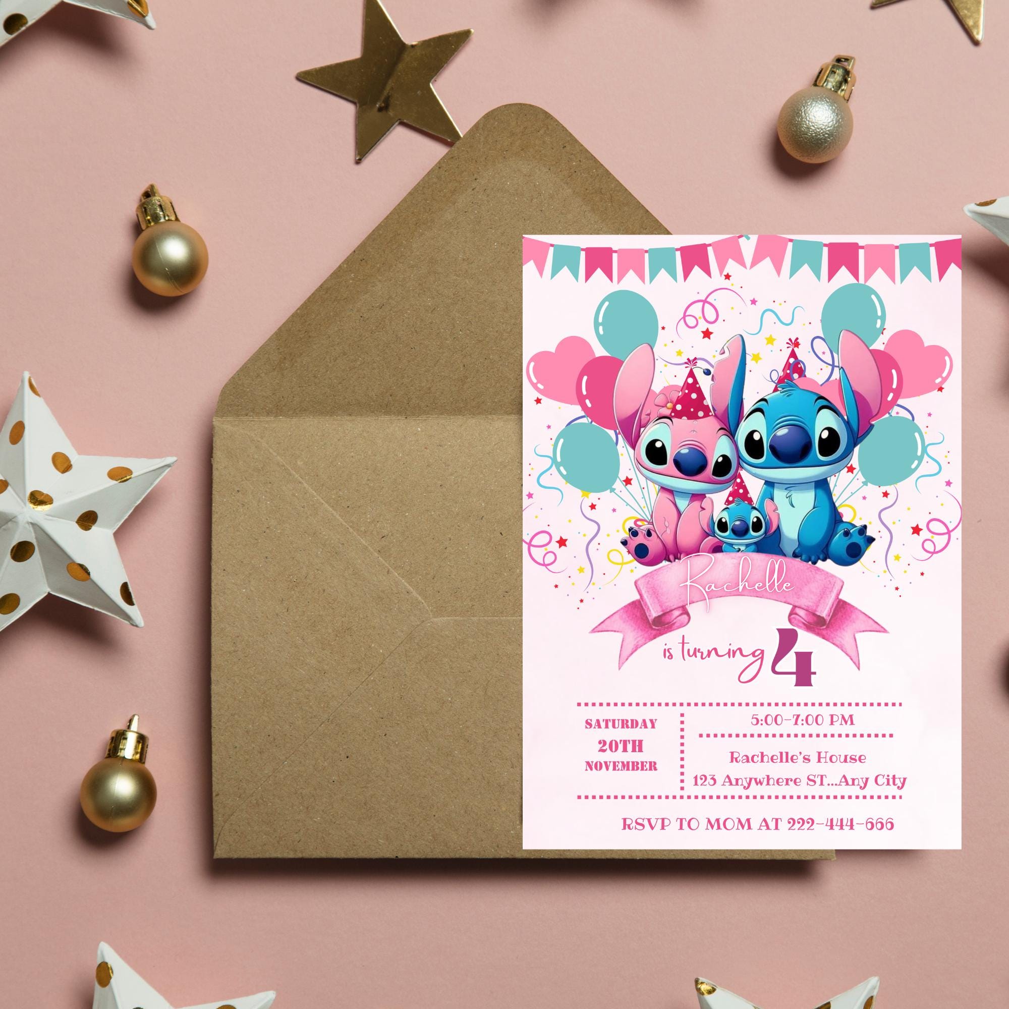 Editable Stitch Birthday Invitation, Printable Cute Stitch Party Invite ...