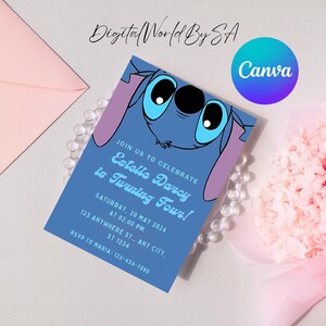 Stitch Birthday Invitation Editable , Printable Stitch Invitation ...