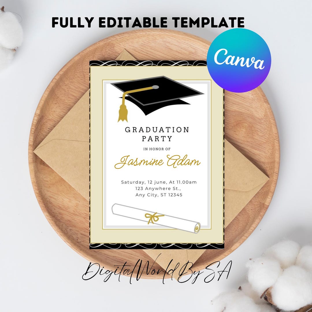Graduation Invitation Template Printable Editable Electronic Graduation ...