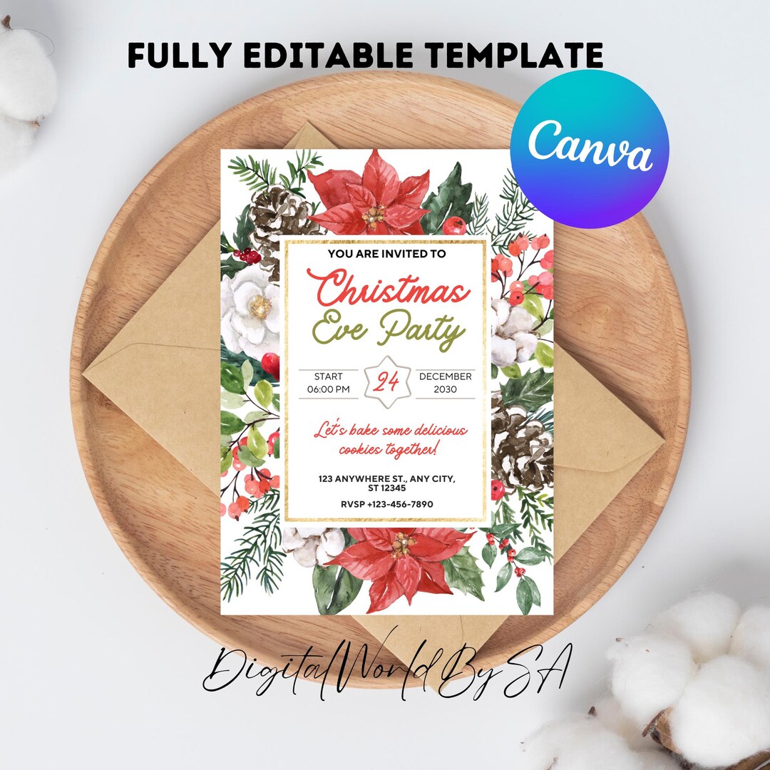 Editable Christmas Party Invitation Template Holiday Party Adult ...
