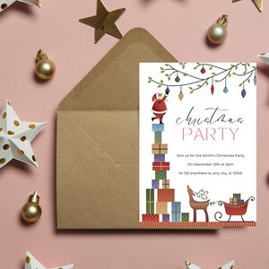 Christmas Party Invitation, Editable Christmas Santa Claus Hat ...
