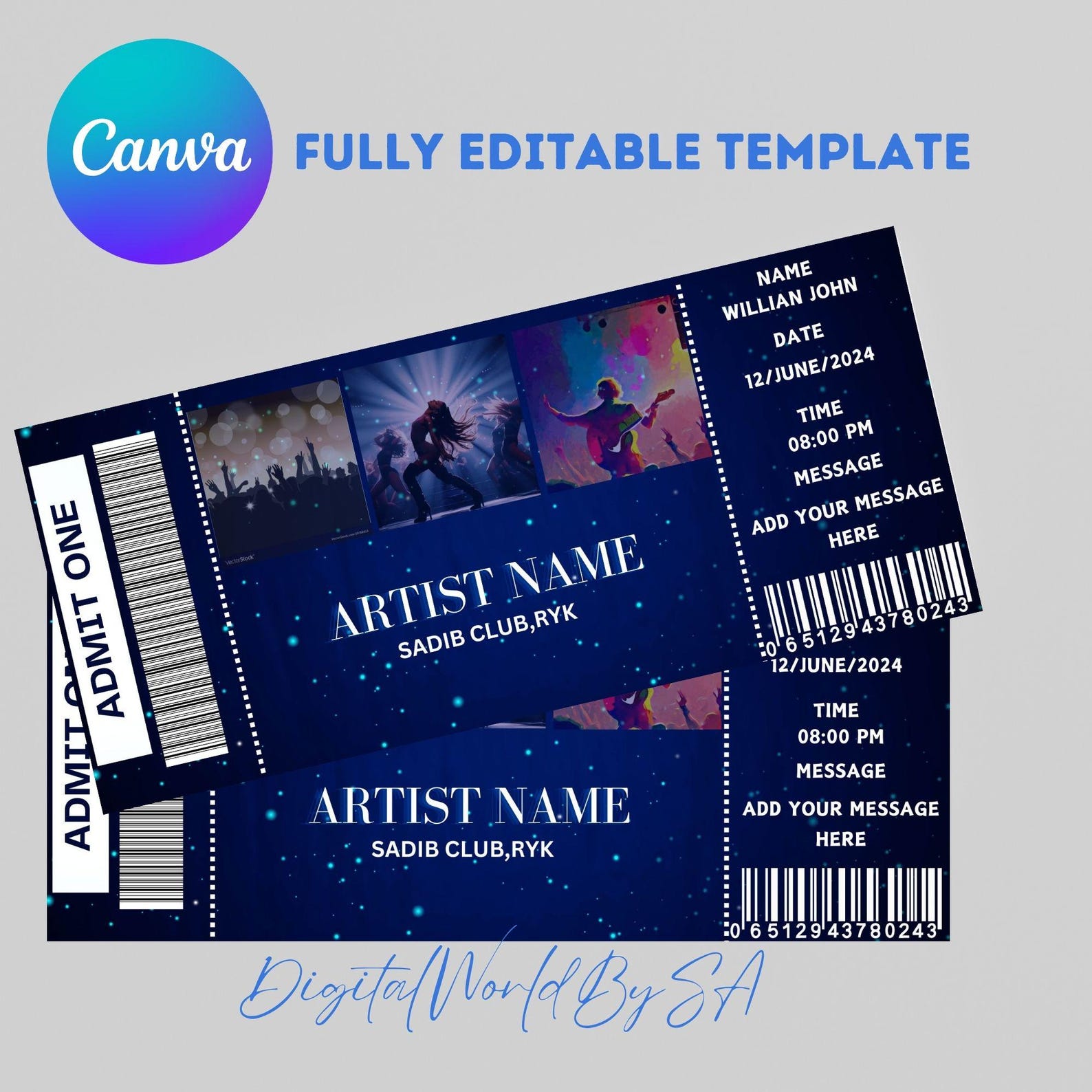 Editable Concert Ticket Template, Custom Concert Ticket Gift, Surprise ...