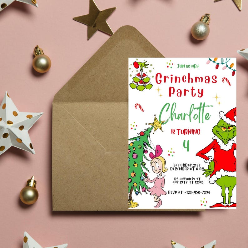 Editable Grinchmas Party Invite, Grinhday Party, Christmas Party ...