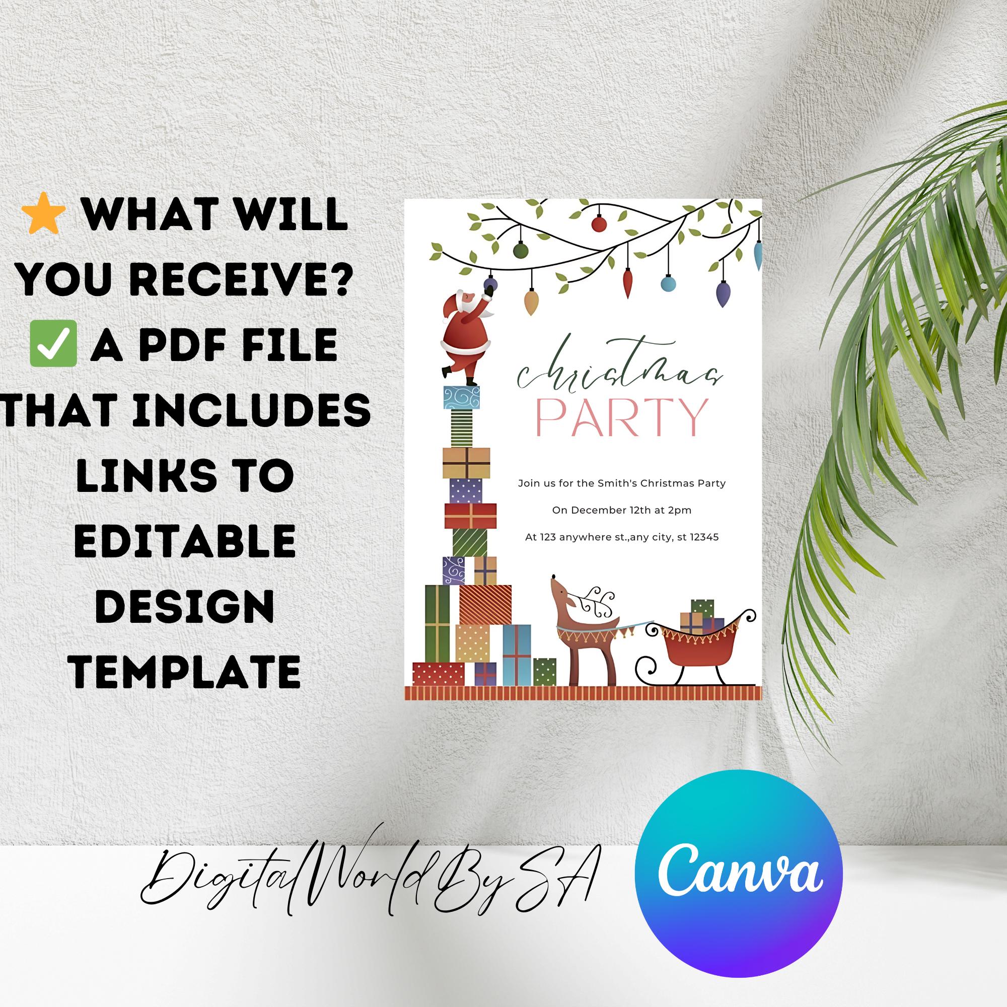 Christmas Party Invitation, Editable Christmas Santa Claus Hat ...