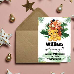 Editable Lion King Birthday Invitation, Simba Birthday Invitation ...