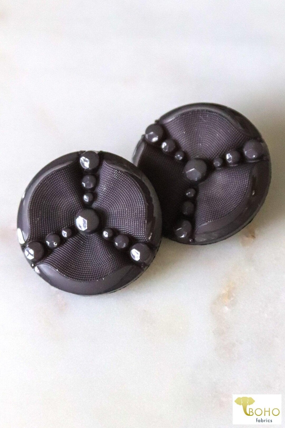 Trinity Faceted Shank Button in Charcoal. 44L (28mm/1.1 Inches ...