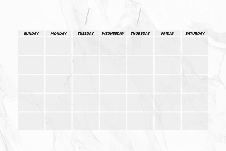Aesthetic Marble Printable Calendar / Monthly Planner Template JPG/PNG ...