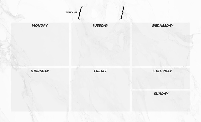 Aesthetic Marble Printable Calendar / Weekly Planner Template JPG/PNG ...