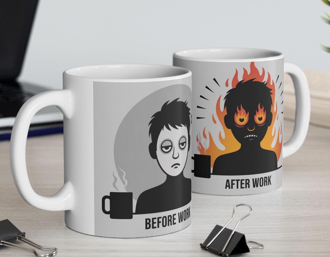 Before Work After Work Mug, Energy Drink Mood, Funny Coffee Cup for ...