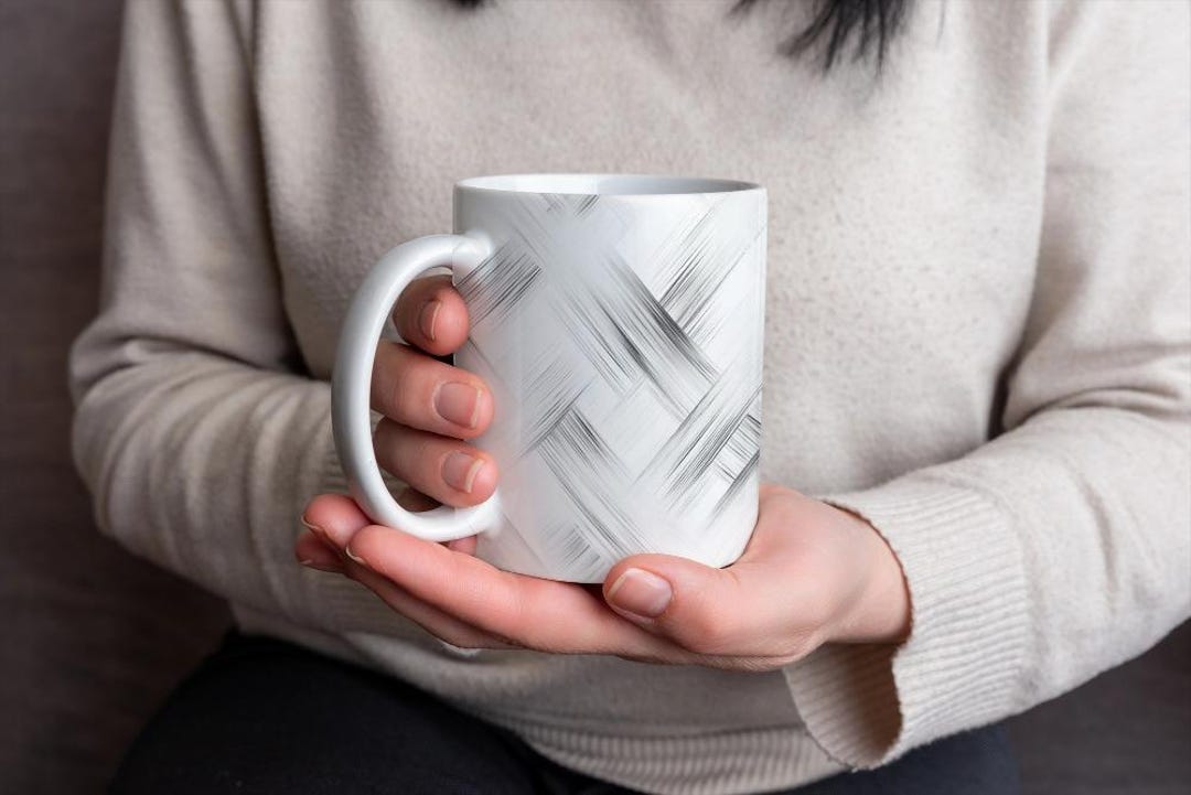 Crosshatch Mug , Minimalist Modern Design , Neutral Tone Pattern ...