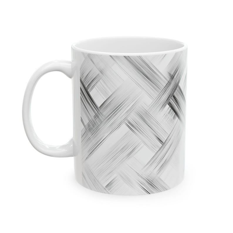 Crosshatch Mug , Minimalist Modern Design , Neutral Tone Pattern ...