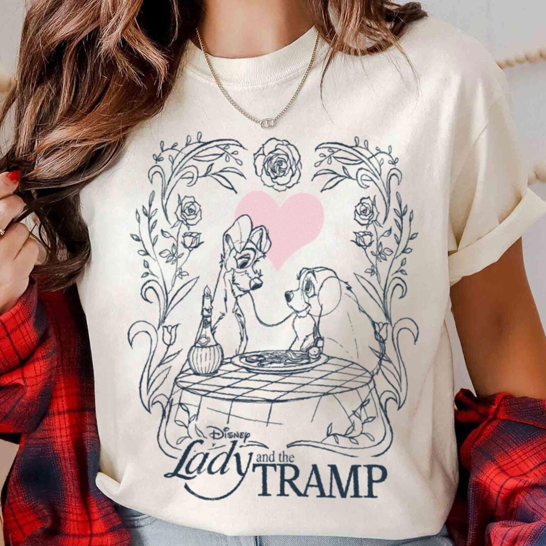 Lady and the Tramp Basic Heart Comfort Color T-shirt, Valentine Gift ...