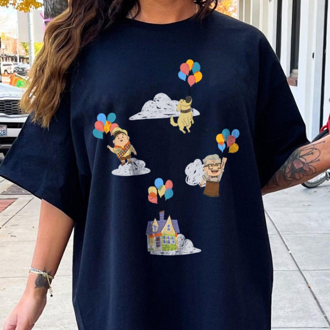 Up Movie Dug Dog Carlie House With Balloon Comfort Color T-shirt ...