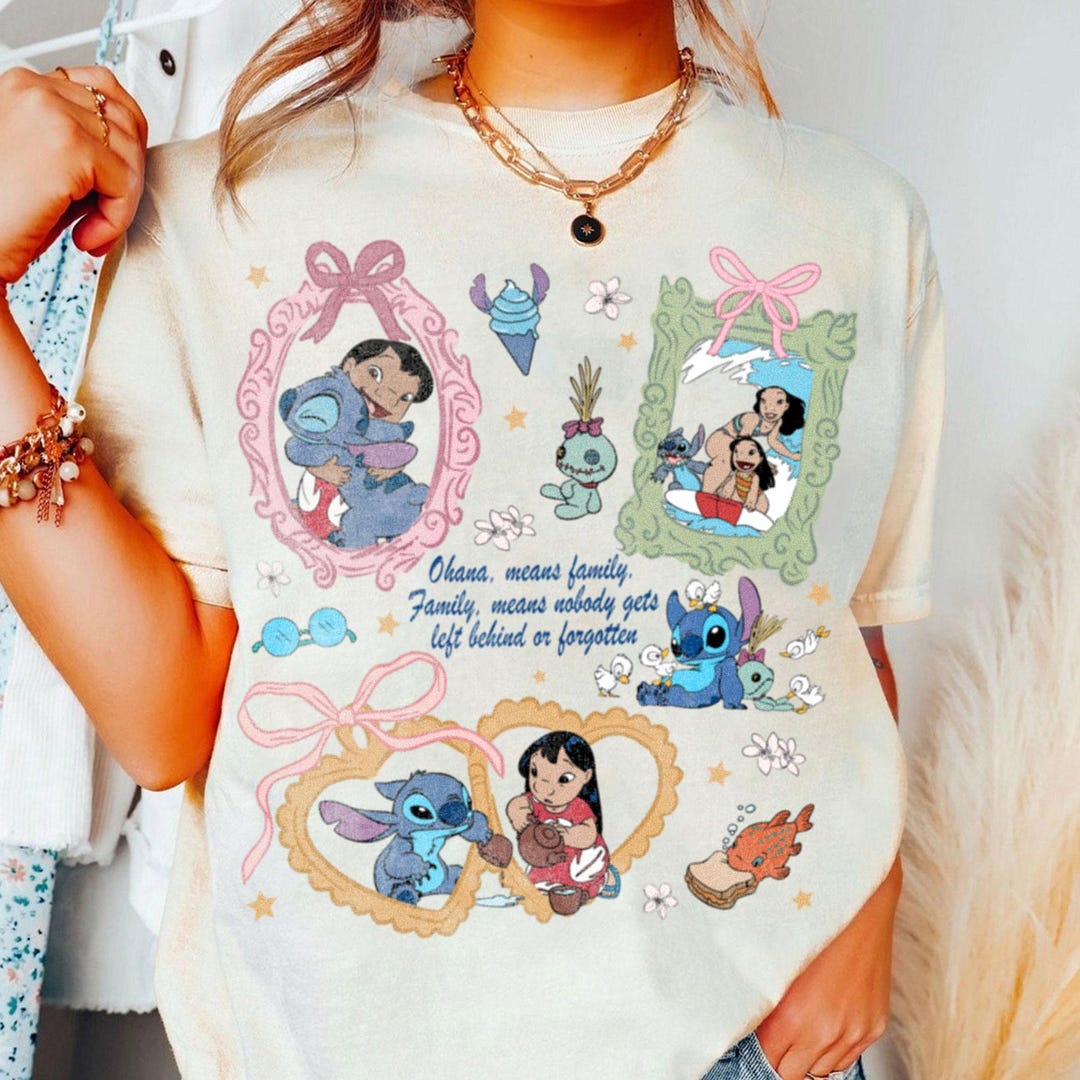 Stitch Lilo Locket Ohana Means Family Comfort T-shirt,trending Unisex ...