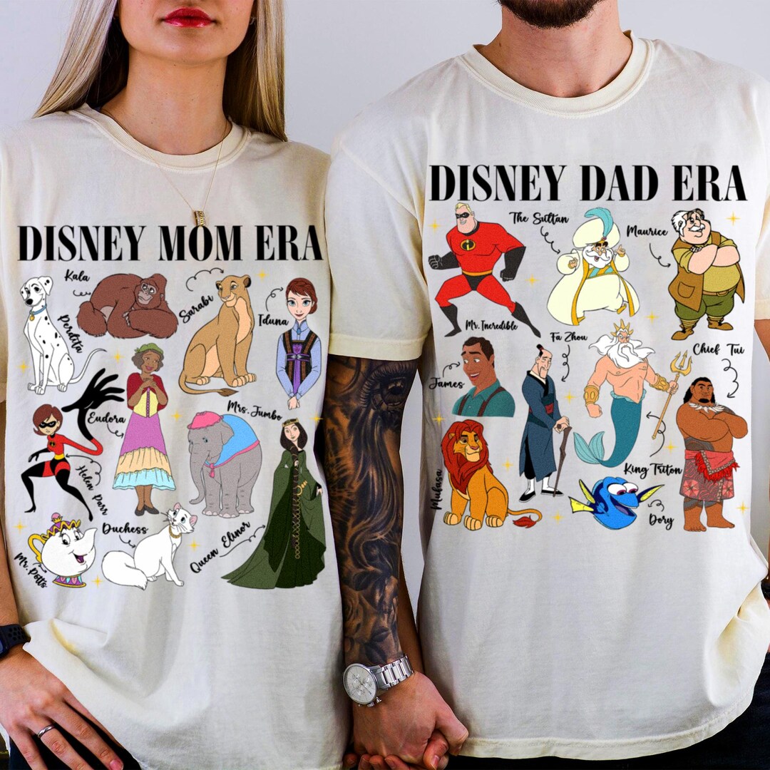 Disney Dad Mom Era Mufasa Triton Sarabi Mr Potts Duchess T-shirt ...