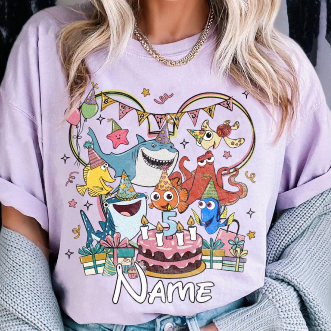 Custom Name Pixar Finding Nemo Team Birthday Comfort Color T-shirt ...