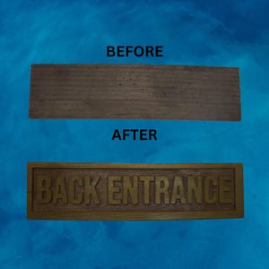 Back Entrance Sign - Recycled Wood With Raised Gold Letters - Walnut ...