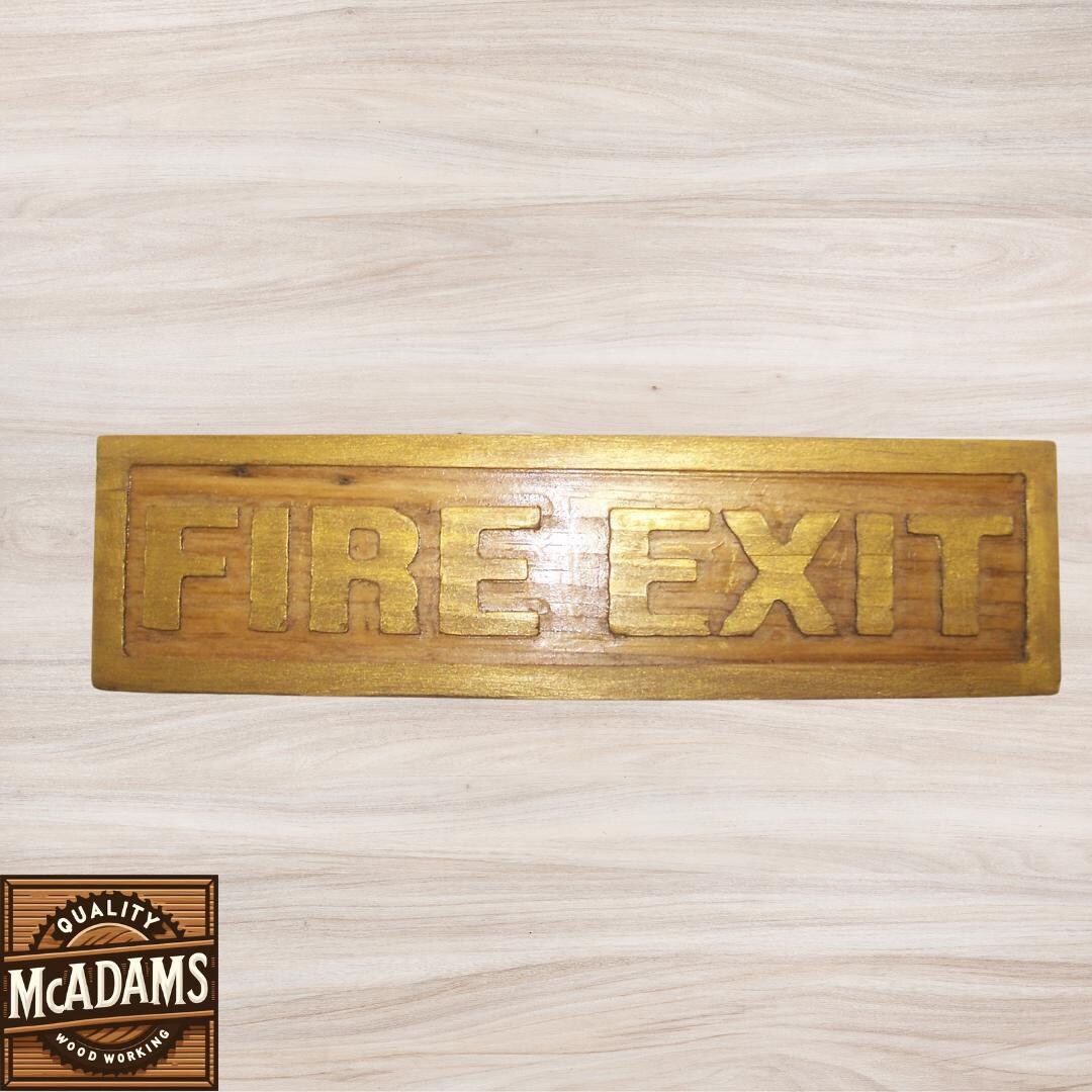 Rustic Reclaimed Wood Fire Exit Sign – Gold Lettering, Handmade - Etsy