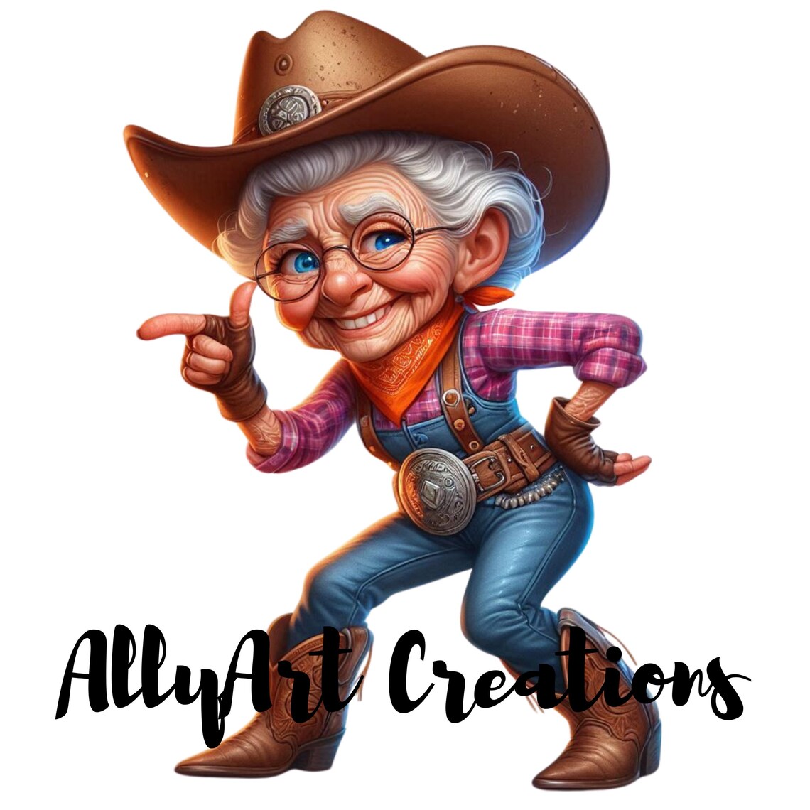 Cowgirl Grandma Clipart - Fierce Rodeo Granny Outfit - African American ...
