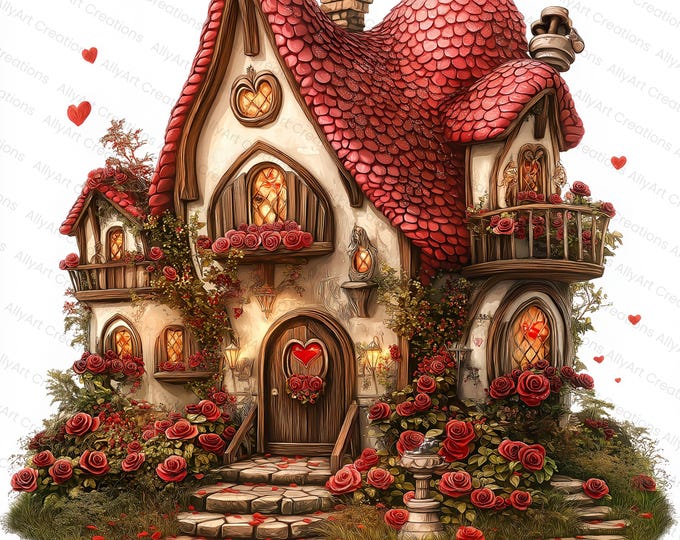 11 Whimsical Valentine House Clipart Valentine Homes Clip Art Cozy ...