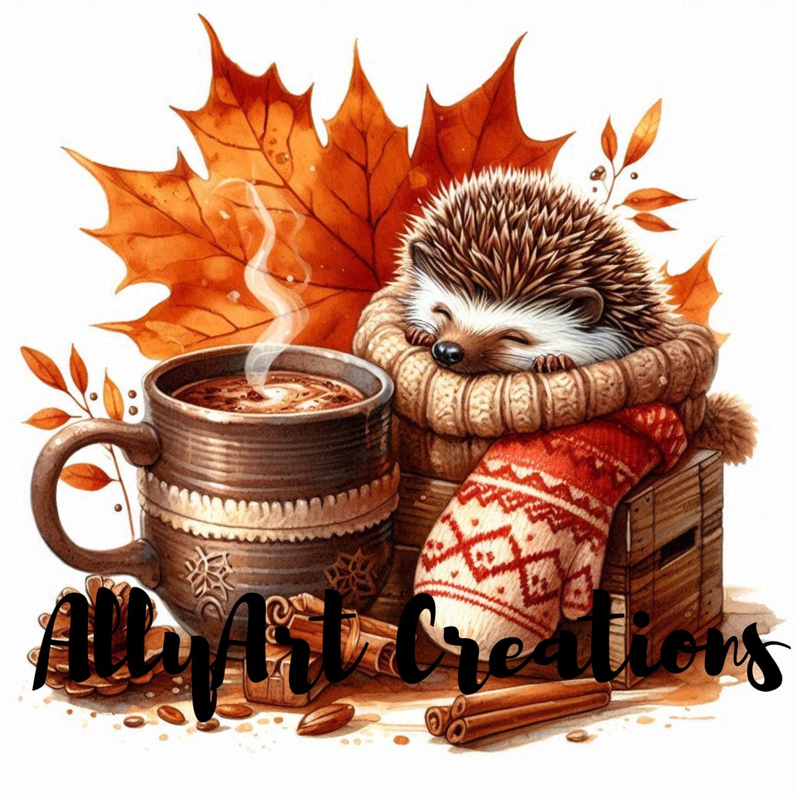 Autumn Hedgehog Clipart – Cute Fall Hedgehog – Woodland Animal ...