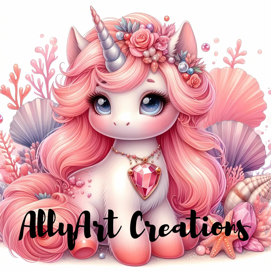 Summer Unicorn Clipart - Watercolor Unicorn Clipart - Tropical Unicorn ...