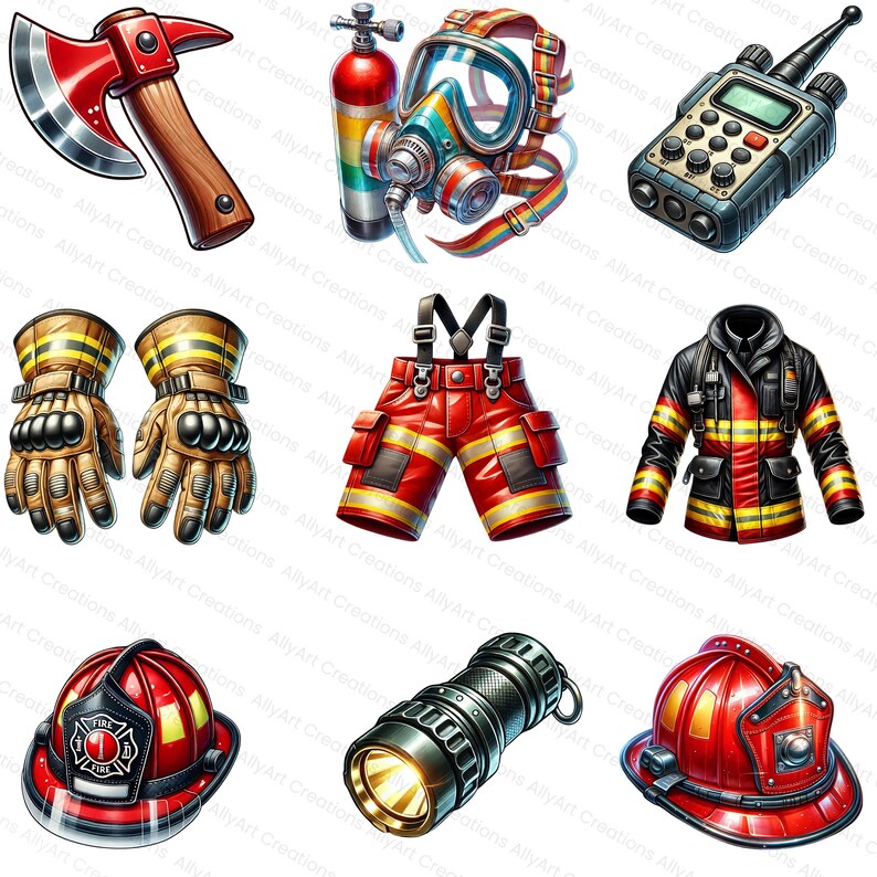 Watercolor Firefighter Clipart - Fire Truck Clipart PNG - Nursery ...