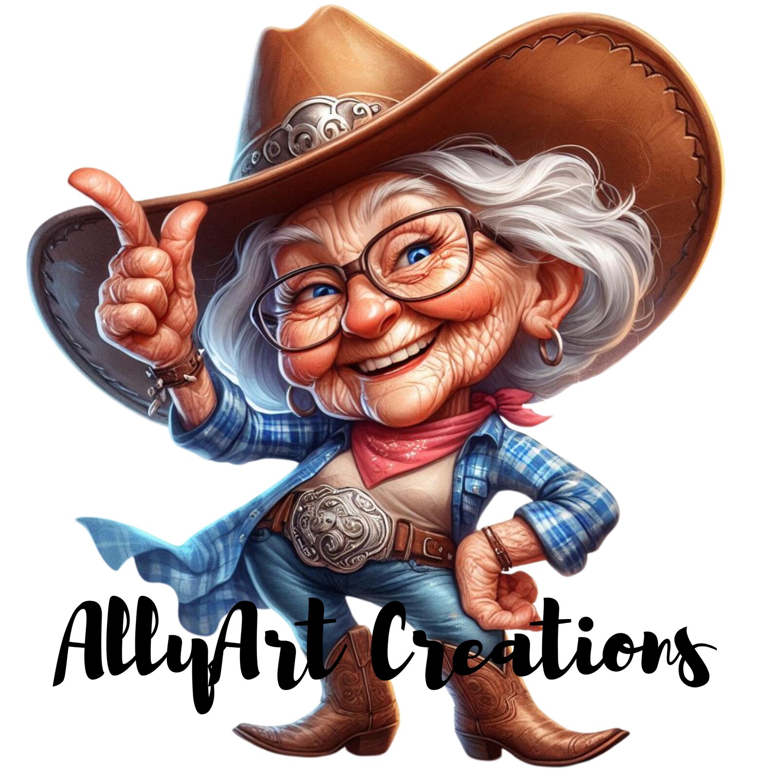 Cowgirl Grandma Clipart - Fierce Rodeo Granny Outfit - African American ...