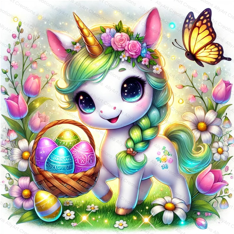 Easter Unicorn Clipart -neon Egg Horn Unicorn JPG - Digital Download ...