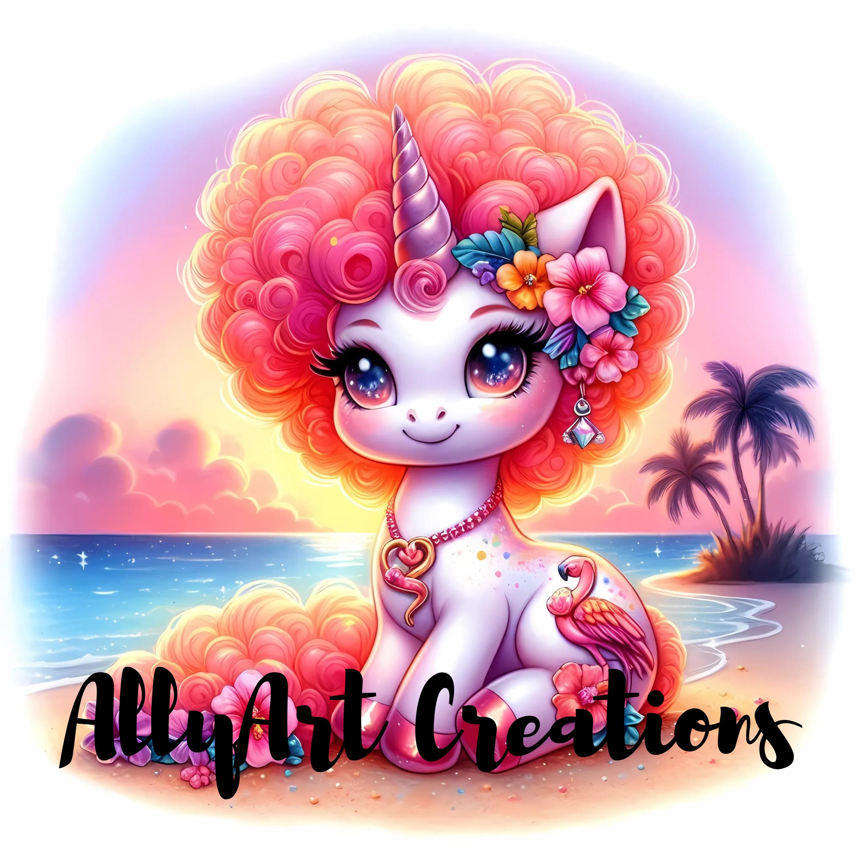 Summer Unicorn Clipart - Watercolor Unicorn Clipart - Tropical Unicorn ...
