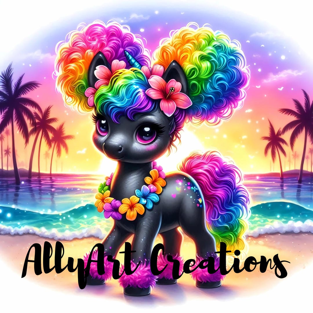 Summer Unicorn Clipart - Watercolor Unicorn Clipart - Tropical Unicorn ...