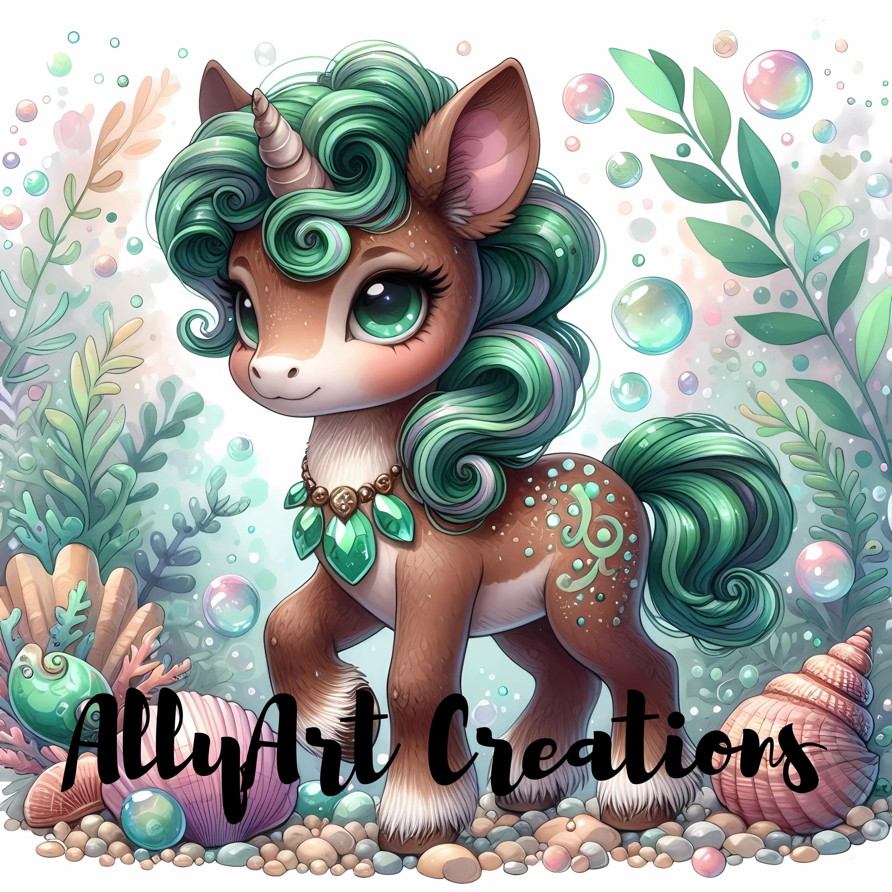 Summer Unicorn Clipart - Watercolor Unicorn Clipart - Tropical Unicorn ...