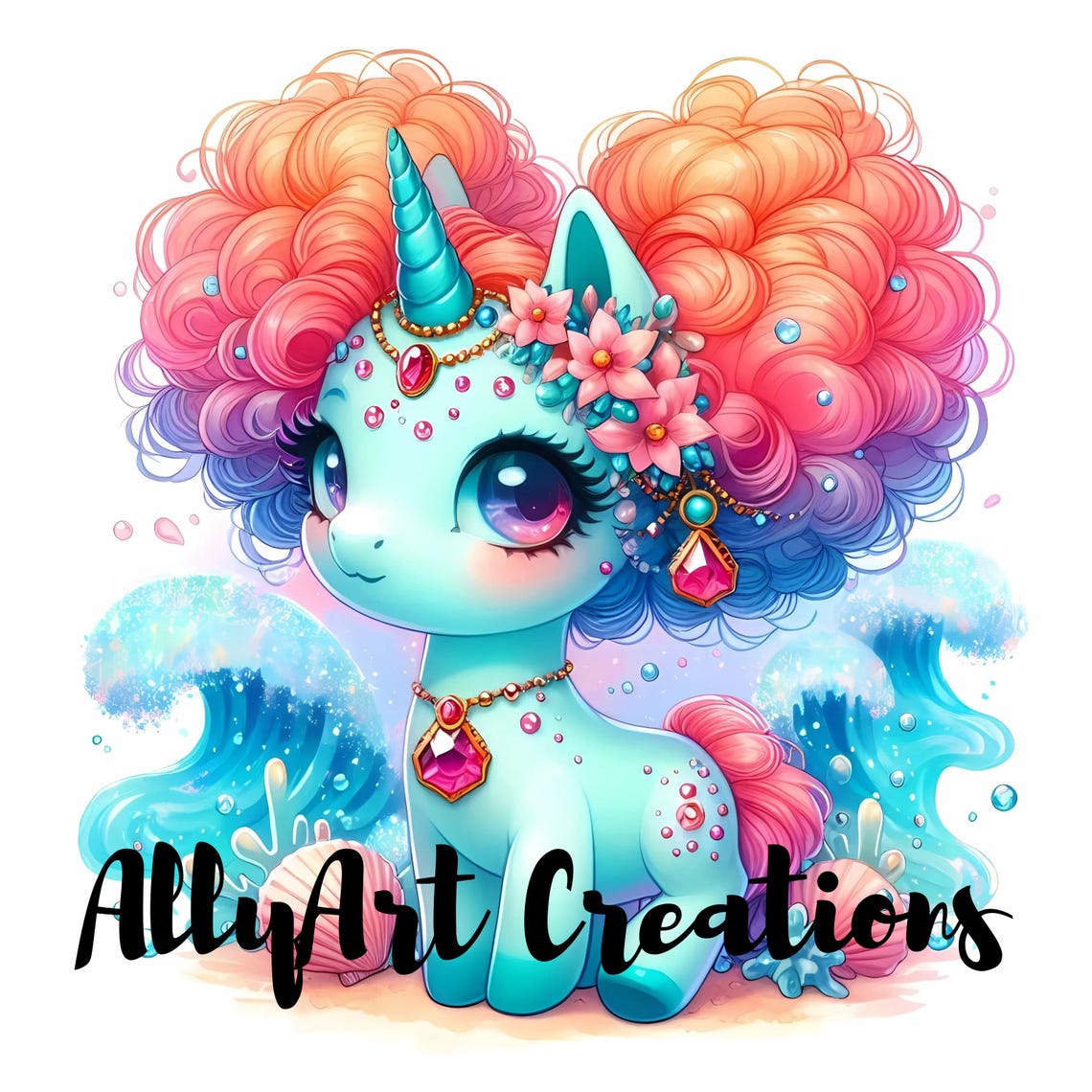 Summer Unicorn Clipart - Watercolor Unicorn Clipart - Tropical Unicorn ...