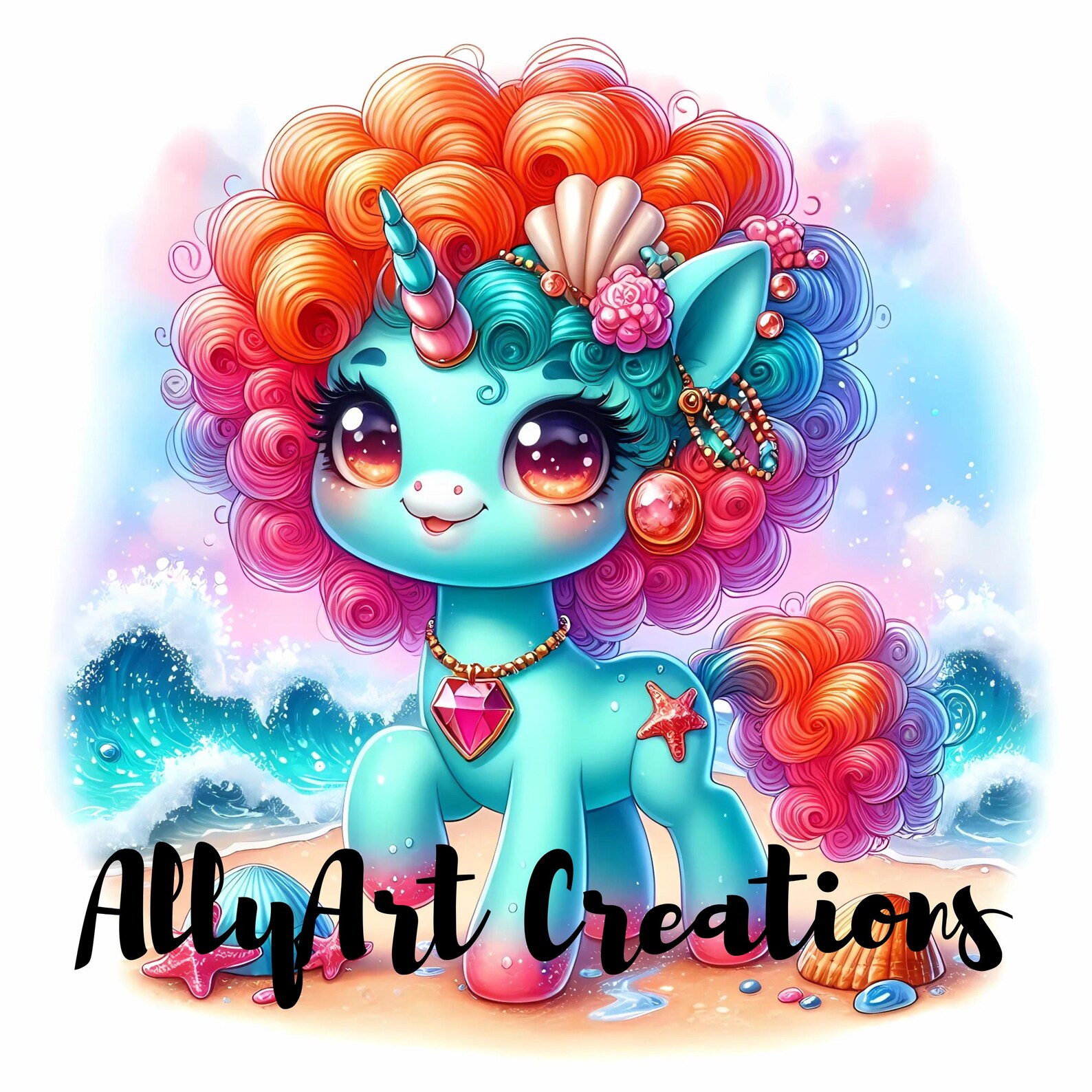 Summer Unicorn Clipart - Watercolor Unicorn Clipart - Tropical Unicorn ...
