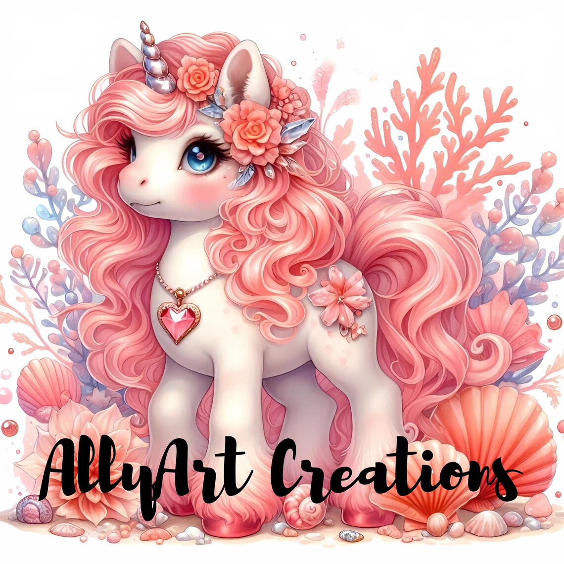 Summer Unicorn Clipart - Watercolor Unicorn Clipart - Tropical Unicorn ...