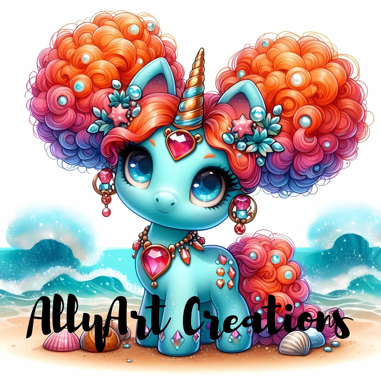 Summer Unicorn Clipart - Watercolor Unicorn Clipart - Tropical Unicorn ...