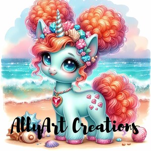 Summer Unicorn Clipart - Watercolor Unicorn Clipart - Tropical Unicorn ...